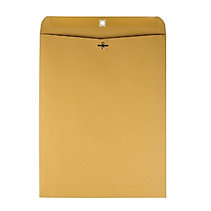 Quality Park 12 x 15-1/2 Clasp Envelopes, Clasp and Gummed Closures, for Oversized Papers, Drawings or Posters, 28 lb Kraft Paper, 100/Box (QUA37810)