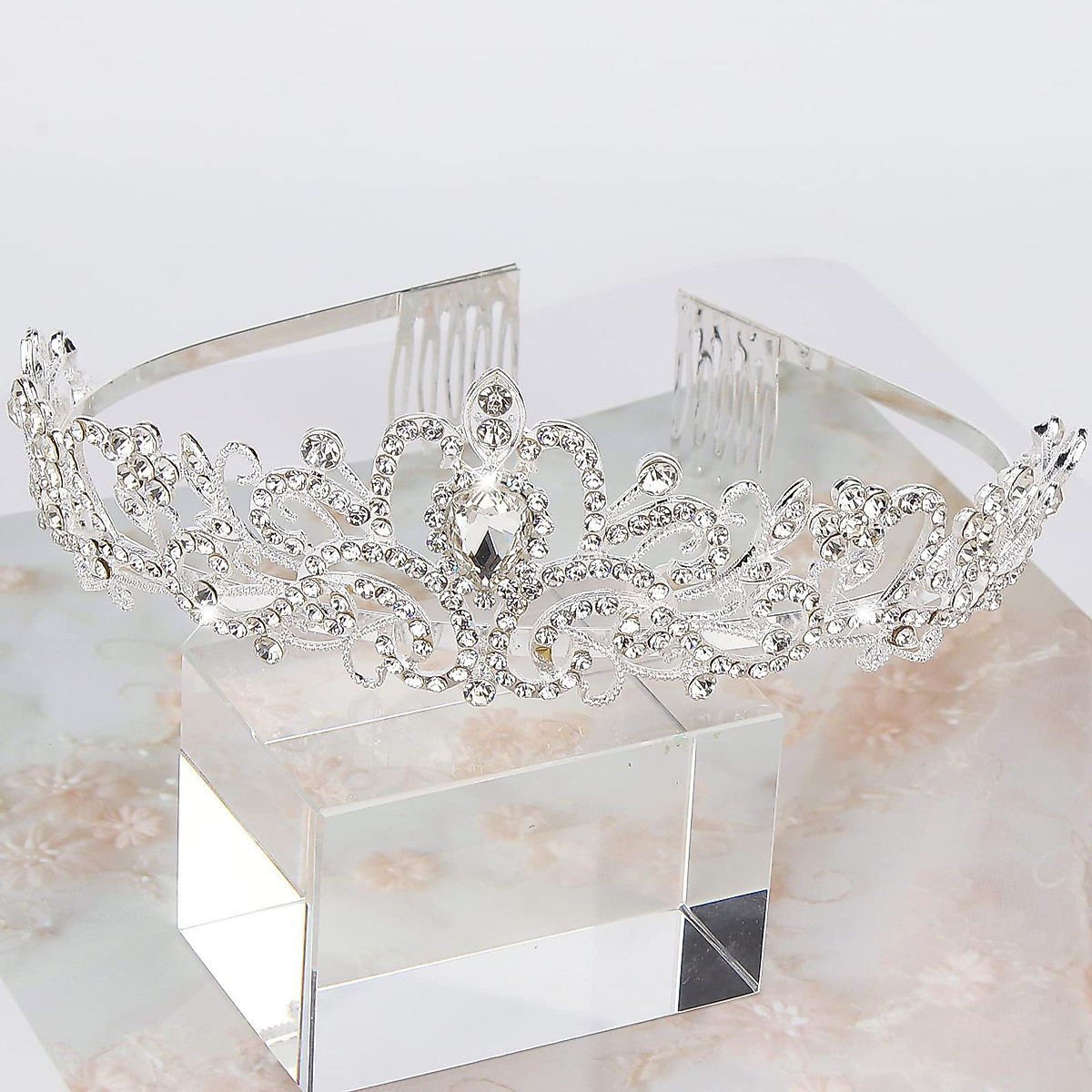 CIEHER Crystal Crown + Bride To Be Sash + Veil Set, Bachelorette Party Bridal Shower Decorations Bride To Be Gifts Wedding Veil Tiara Bachelorette Veil Bridal Shower for Bride Sash Bachelorette Sash