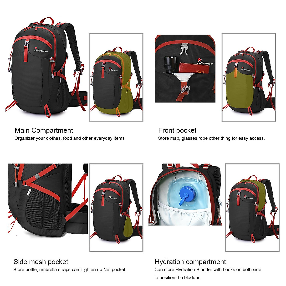 MOUNTAINTOP 40L Hiking/Camping Backpack for Men Women