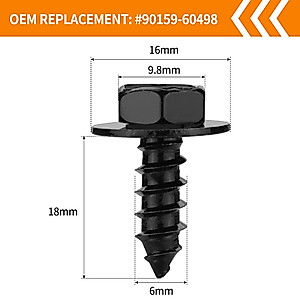 luxlead 30 PCS Front Fender Liner Screws Set, Replaces 90159-60498, Compatible with Lexus Toyota Lexus Tacoma Prius Corolla Tundra