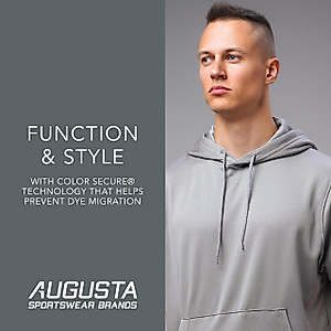 Augusta Sportswear Men's Wicking Fleece Short Sleeve Hoodie, Black, X-Large