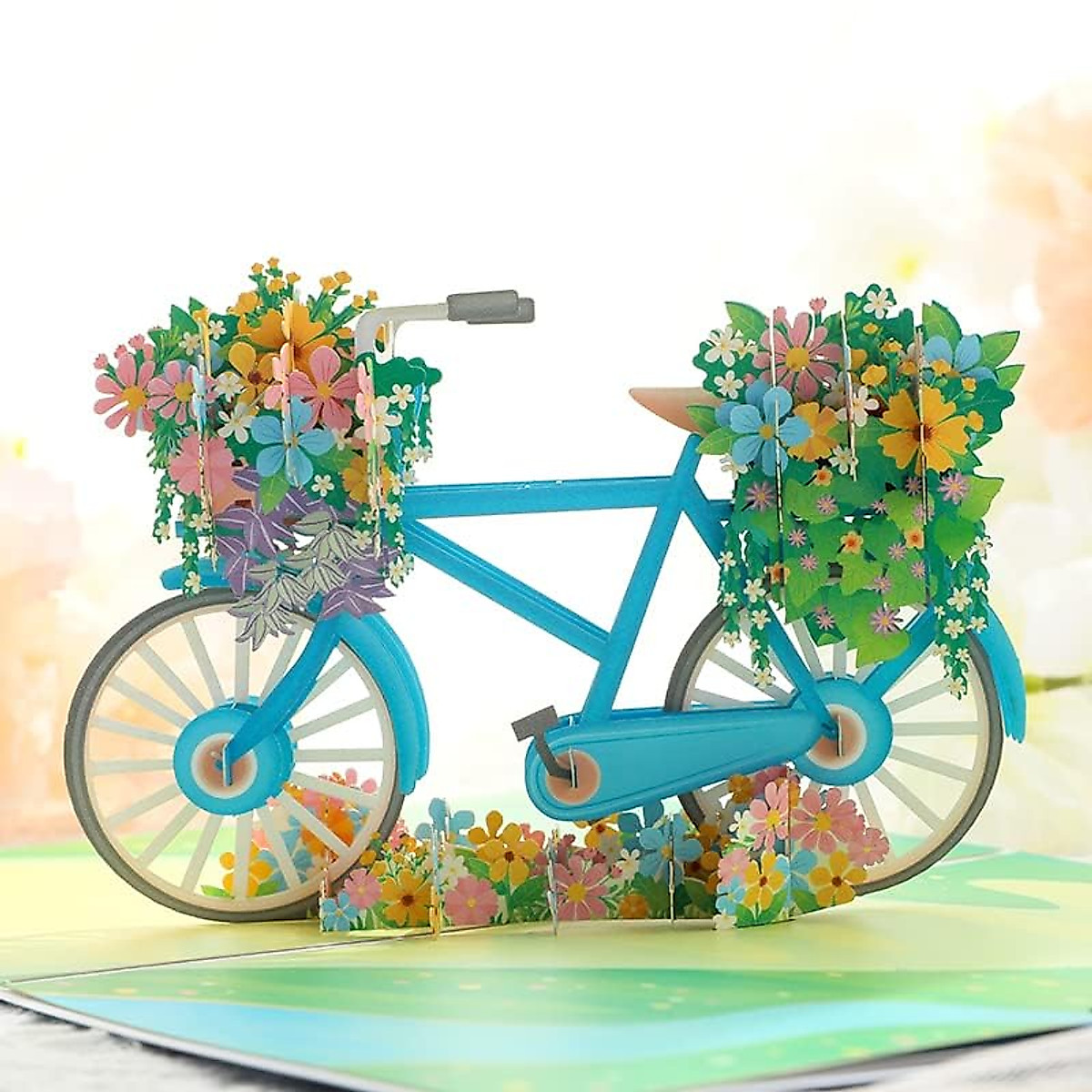 Paper Spiritz Flower Bike Pop Up Card Bicycle Greeting Card Mother's Day Anniversary Pop Up Card Birthday Popup Card Thank You Card Just Because All Occasions-100% Recycled and Eco-Friendly