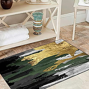 Modern Abstract Rug Light Luxury Carpet Emerald Green Gold Gray Area Rug Easy to Clean Stain Fade Resistant Living Dining Room Rugs,160 * 230CM