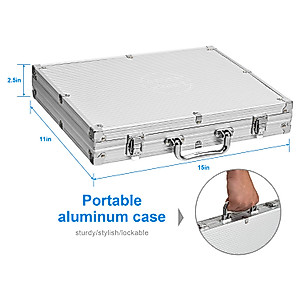 4 EVER WINNER Poker Chip Set 500PCS Professional Poker Set 11.5 Gram Casino Chips with Denominations, for Texas Holdem Blackjack Gambling Poker Set with Aluminum Case