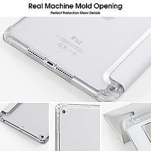 FixCracked case for ipad Mini 4/ipad Mini 5, with Pencil Holder, Ultra-Thin Built-in Silicone TPU Soft Shell Protective Cover, with Smart Wake/Sleep Function (White)