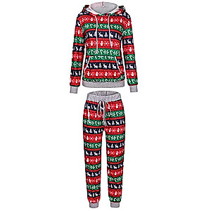 VNVNE Christmas Pajamas for Womens, Casual 2 Piece Pajama Set Print Long Sleeve Top & Pants Sleepwear Pjs Sets (Green Stripe, XL)