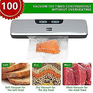 Vacuum Sealer Machine, GHVACZS Lightweight Food Vacuum Sealer Compact Machine for Food Preservation, Automatic Food Sealer Saver Vacuum Machine Easy to Use, Clean and Storage for Home Kitchen (GHVACZS Silver)