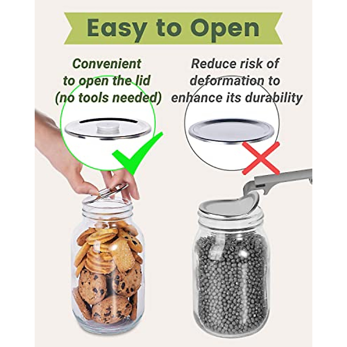 Electric Mason Jar Vacuum Sealer, SEANCHEER Food Saver Jar Sealer Kit for Wide Mouth and Regular Mouth Mason Jars with Electric Vacuum Pump for Food Storage and Fermentation (No Opener Required)