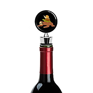 Slow Turtle and Snail Riding Sloth Wine Bottle Stoppers Reusable Plug Wine Saver Corks for Beverage Holiday Party Kitchen Decorative