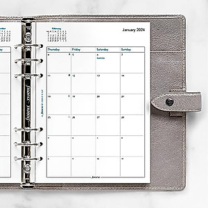 Filofax Calendar Diary Refill, A5 Size, Month-to-View, White Paper, English, 2024 (C68510-24)