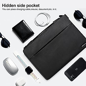 Nillkin Laptop Sleeve Case with Laptop Stand and Handle - 14 inch Laptop Bag PU Leather Case Compatible with 13/13.3-14 inch MacBook Air, HP, Dell,Samsung Chromebook Asus Notebook, Dark Black