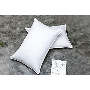 SNUG&COZY Grey Goose Feather Down Pillows for Sleeping(2 Pack)- Standard Size(20IN×26IN), Goose Feather&Down Filling, 100% Cotton Cover, 100% Down Proof, Machine Wash, White