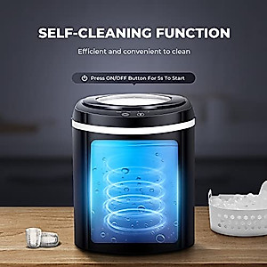 TRUSTECH Ice Makers Countertop, 9 Cubes Ready in 6 Mins, 26lbs in 24Hrs, Self-Cleaning Ice Machine with Ice Scoop and Basket, 2 Sizes of Bullet Ice for Home Kitchen Office Bar Party