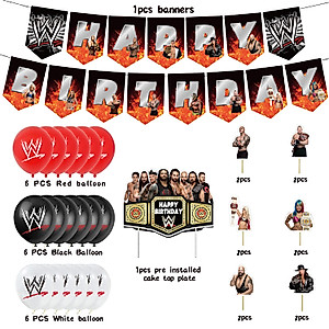 Wrestling Party Supplies Birthday Wrestling Party Decorations Set Include Banner Balloons Cake Tops