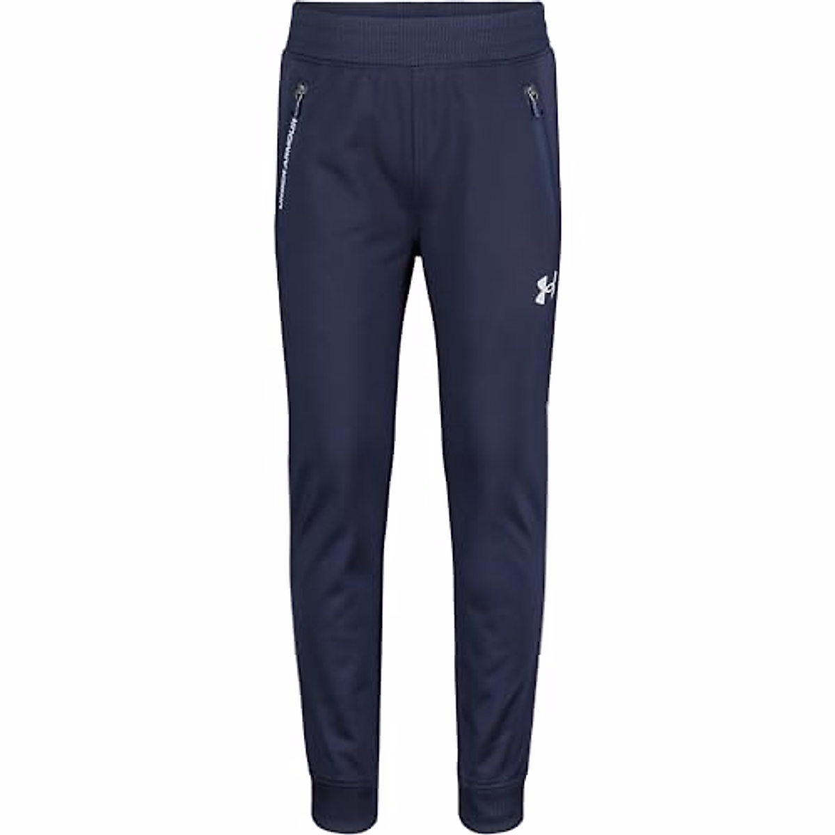 Under Armour Boys Pennant Tapered Track Pants, Jogger Style Sweatpants with Zipper Pockets, Midnight Navy
