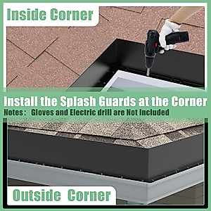 Memrita 2 Pcs Gutter Valley Splash Guards Roof Rain Diverter,Aluminum Rain Diverter Roofing Gutter Guards,Bendable fits Any Corner,Suitable for Most Residential Flat Tile Roof Corners(Black)