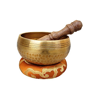 3.5 Inch Tibetan Singing Bowl, Hand-Hammered Meditation Chakra Bowl for Yoga, Chakra healing, Relaxation, Stress Relief, Handmade in Nepal, Comes w/Buddhist Prayer Flag, Small Sound Bowl