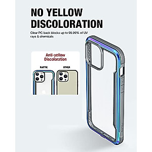 RAPTIC Shield for iPhone 13 Pro Max Case, Shockproof Protective Clear Case, Military 10ft Drop Tested, Durable Aluminum Frame, Anti-Yellowing Technology Case for iPhone 13 Pro Max, Iridescent