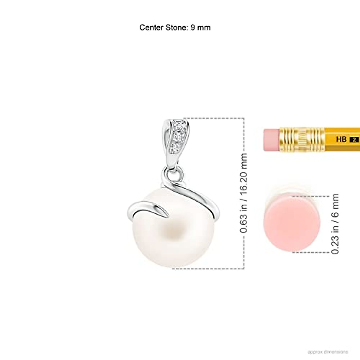 Angara June Birthstone 9mm Freshwater Cultured Pearl Pendant Necklace with Diamonds in Sterling Silver for Women