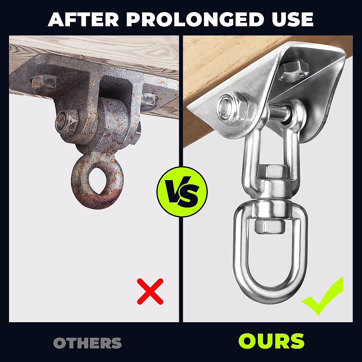 Aisto Heavy Duty Swing Hangers for Wooden Sets 2000 LB Capacity Hammock Hanger 360 Swivel Stainless Steel Swing Hardware Accessories 2 Packs for Porch Playground Yoga Heavy Bag