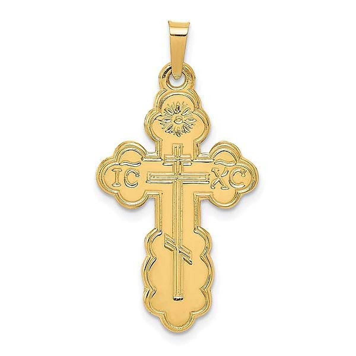 IceCarats 14K Yellow Gold Eastern Orthodox Holy Cross Necklace Religious Pendant Jesus Christ Charm 34mm x 18mm Only