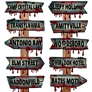 Halloween Horror Movie Themed Decoration,20Pcs Horror Cardboard Signs for Wall Decor Waterproof Horror Movie Photo Booth Props for Halloween Party Decoration