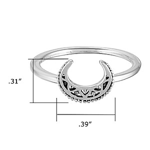 Boma Jewelry Sterling Silver Crescent Moon Boho Tribal Ring, Size 8