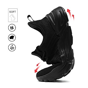 Womens Ladies Walking Tennis Shoes Slip on Lightweight Casual Running Sneakers Soft Sole Comfortable Trainers Black