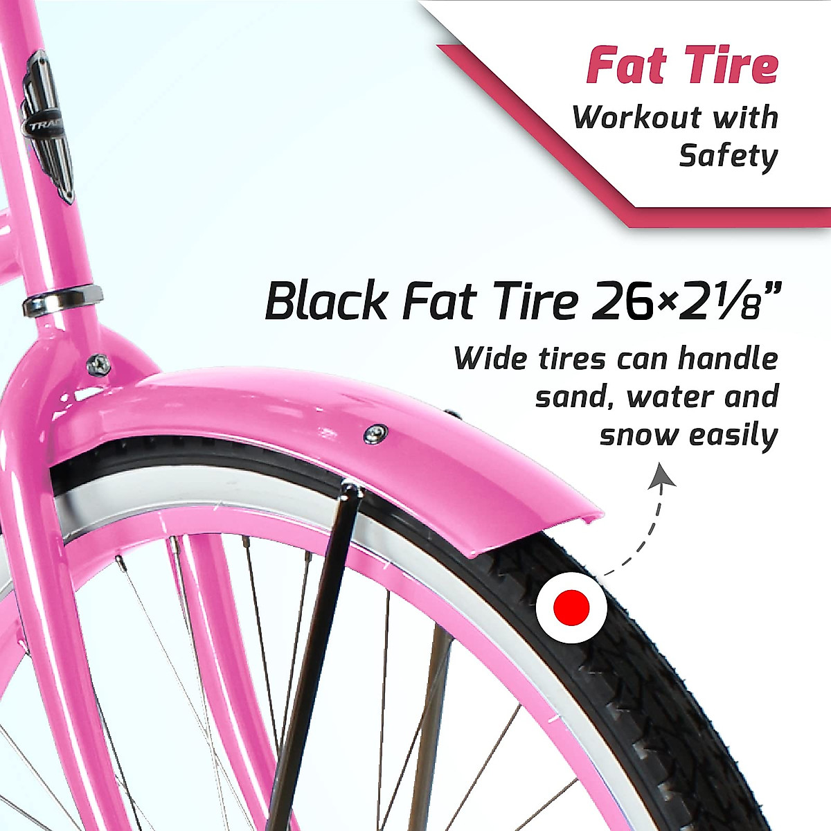 Tracer TAHA Beach Cruiser Bike for Women,26 Inch Wheels,Hi Ten Steel Frame,1 Speed,Coaster Brake,Hybrid Bike for Adults,Complete Cruiser Bikes,Pink