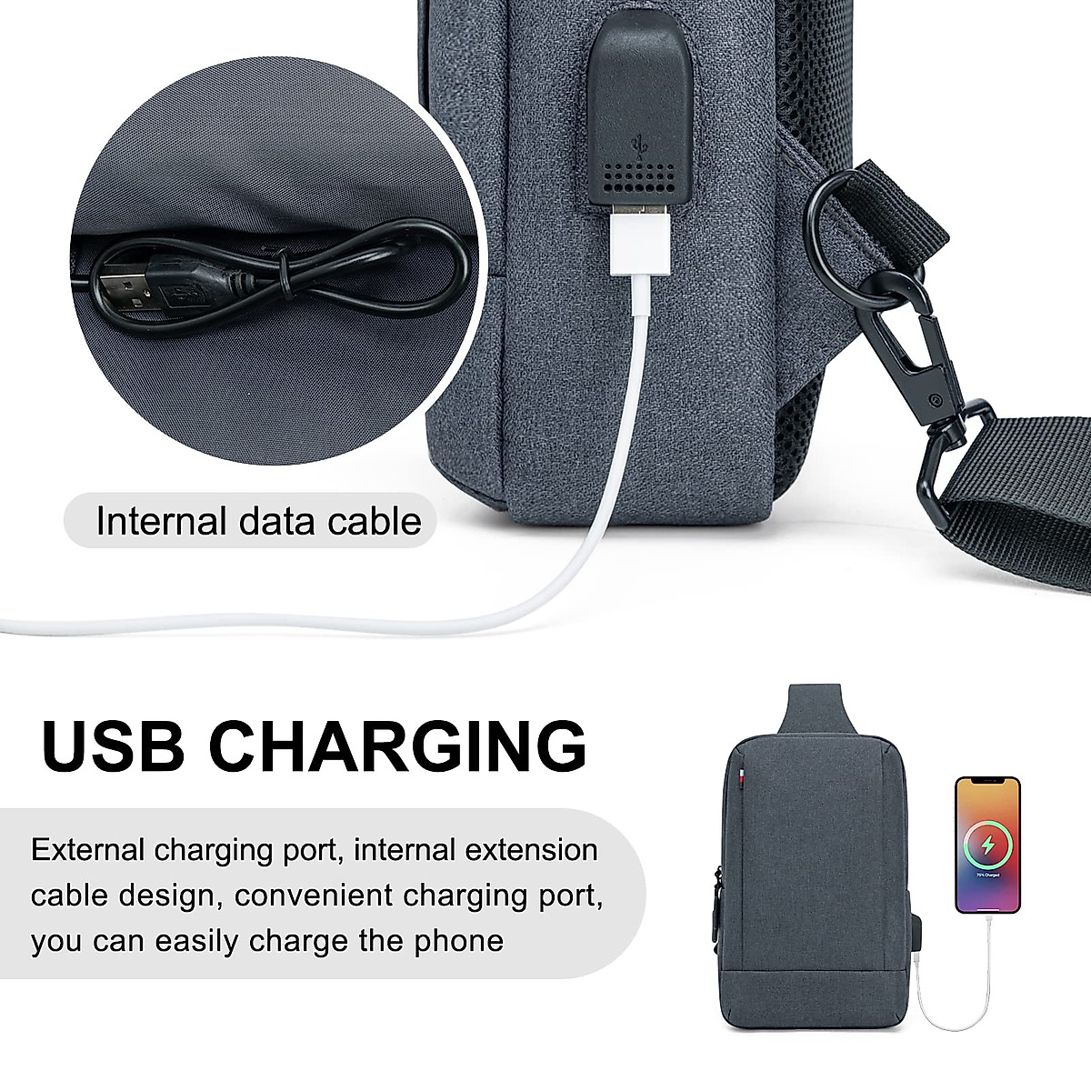 ecosmile Messenger Bag Sling Bag Crossbody Shoulder Bag for Men Women Travel Work Satchel Bags,Grey