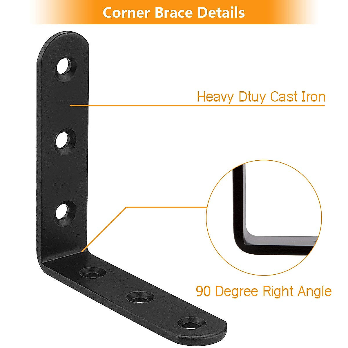 16 PCS L Shelf Brackets 4Inch, Cast Iron 4x4 Inch Heavy Duty L Shape Corner Brace, Black Floating Shelves Bracket for Hanging DIY Shelving or Bookshelf, 3mm Thick Angle Joint Bracket Fastener