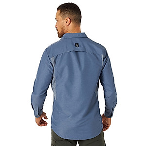 ATG by Wrangler Men's Long Sleeve Mixed Material Shirt, Vintage Indigo, Large