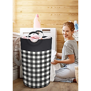 BlissTotes Large Laundry Basket Laundry Hamper Bag Washing Bin Clothes Bag Collapsible Tall With Handles Waterproof Travel Bathroom College Essentials Storage For College Dorm, Family (Black, L)