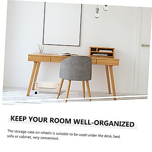 LIFKOME Storage Box with Pulleys Plastic Storage Containers for Clothes Kids Storage Organizer Bins Office Storage Boxes Under Desk Cart Mobile Bookshelf Desk Book Shelves Wheel