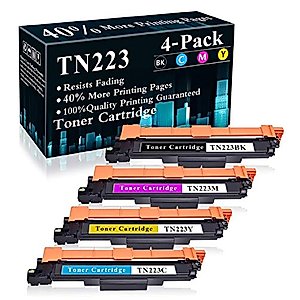 4-Pack (BK/C/M/Y) Cartridge TN223BK,TN223C,TN223M,TN223Y Toner Cartridge Replacement for Brother MFC-L3770CDW L3710CW L3750CDW L3730CDW HL-3210CW 3230CDW 3270CDW 3290CDW DCP-L3510CDW L3550CDW Printer