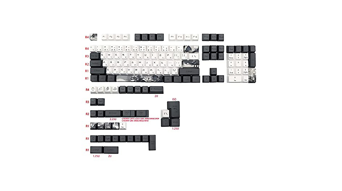 JSJT Ink Lotus Keycaps for Mechanical Keyboards