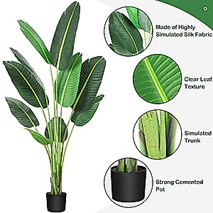 Alkmaar 60" Artificial Tree Bird of Paradise Artificial PlantFaux Plant for Home Decor Indoor Outdoor Office (60 inch-1 Pack)