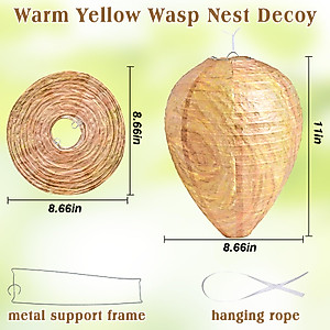 ZeeDix 4 Pack Hanging Paper Fake Wasp Nest Decoy for Outdoor, Home and Garden(8.66"×11",Warm Color)