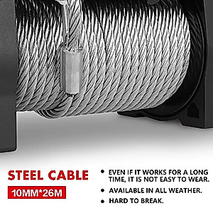 STIMULATER 3000lb ATV/UTV Winch,Electric Winch 12V,Winch with Steel Cable,Steel Wire Winch with Wireless Remote and Wired Remote,with Hawse Fairlead,IP67 Waterproof,Suitable for Most ATVs and UTVs