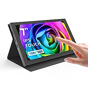 APROTII RasPi Screen, 7 inch 1024x600 IPS Portable Monitor, 5-Points Capacitive Touchscreen Display Mini HDMI Monitor for Laptop RasPi 4B 3B+3A+ & Banana Pi win7/8/10/11 & Game Consoles