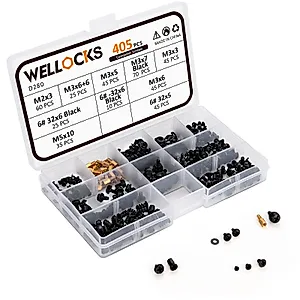 WELLOCKS Computer Standoffs Screws 405 pcs Black PC Screws Accessories Kit for HDD Hard Drive Case Fan Power Card Graphics Chassis CD-ROM Motherboard for Replacement DIY Installation(D280)