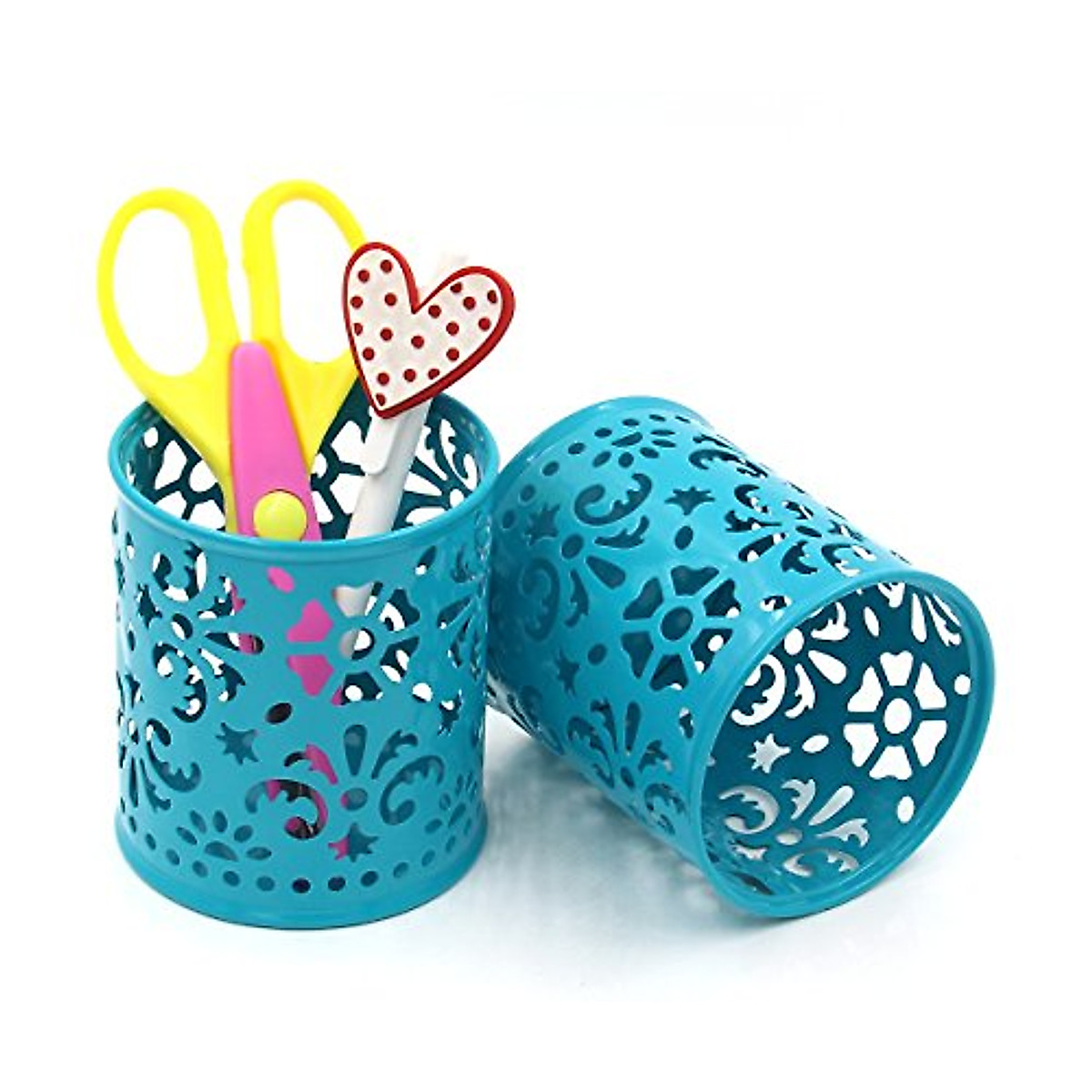 EasyPAG 2 Pack Pen Holder Desk Pencil Cup Marker Holder Makeup Brush Holders Desk Accessories & Workspace Organizers for Home, School & Office, Dark Teal