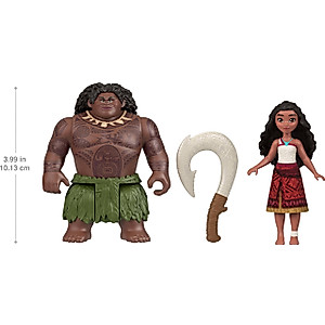 Mattel Disney Moana 2 Toys, Moana & Maui Ocean Adventures 2-Pack with 2 Small Dolls & Hook Accessory, Inspired by The Movie