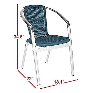 Safavieh Home Collection Wrangell Teal Indoor-Outdoor Stacking Arm Chair
