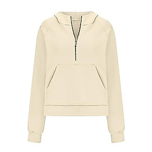 amazon todays deals Zip Hoodies For Women Crop Sweatshirts For Women Half Zip Up Hoodies Fall Fashion Outfits 2023 Long Sleeve Oversized Quarter Zip Pullovers Yellow XL