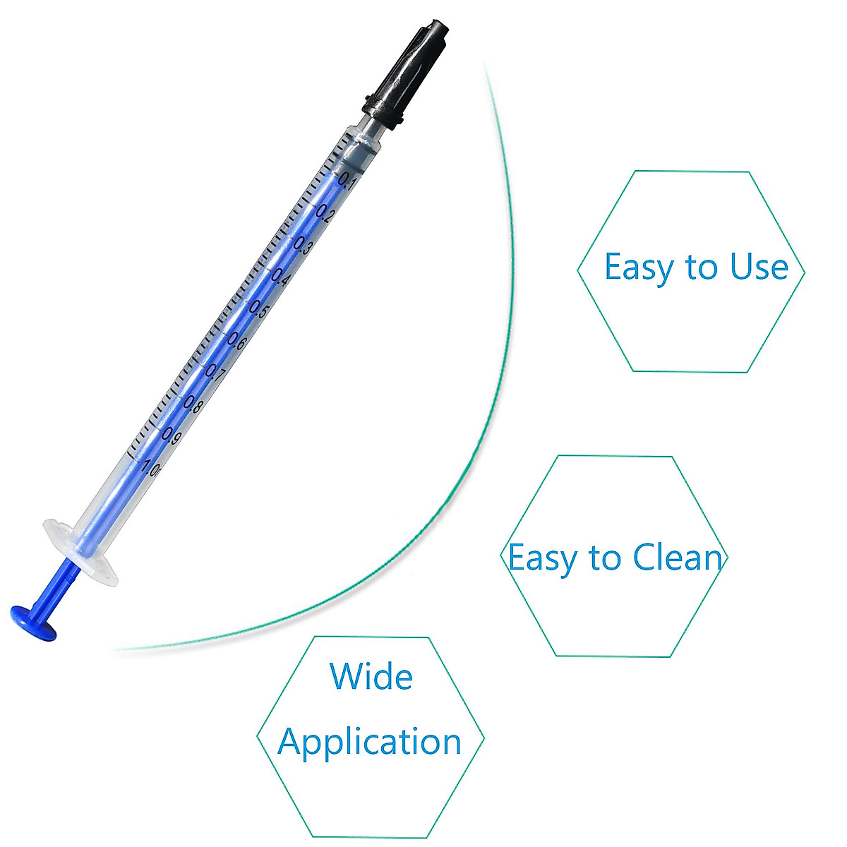 100 Pack Plastic Syringe with Cap, 1ml 1cc Syringe without Needle, Non-Sterile, Not for Injection