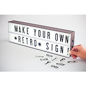 My Cinema Lightbox The Vintage Edition LED Marquee Light Box with 140 Letters, Numbers, and Symbols to make your own sign Extra Long Length with a Faux Wood Finish