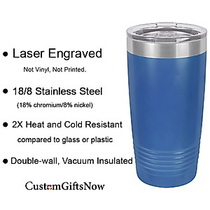 Personalized Add Your Custom Text Insulated Stainless Steel Tumbler 20 Oz Travel Coffee Double-Walled Travelling Car Truck Mug Customizable (Blue)