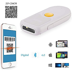 NYEAR Mini BLE Bluetooth 2D & QR & 1D CMOS Barcode Scanner with APP Without scanning Barcode to Set parameters conveniently,with Real Voice Announcement,NT1000