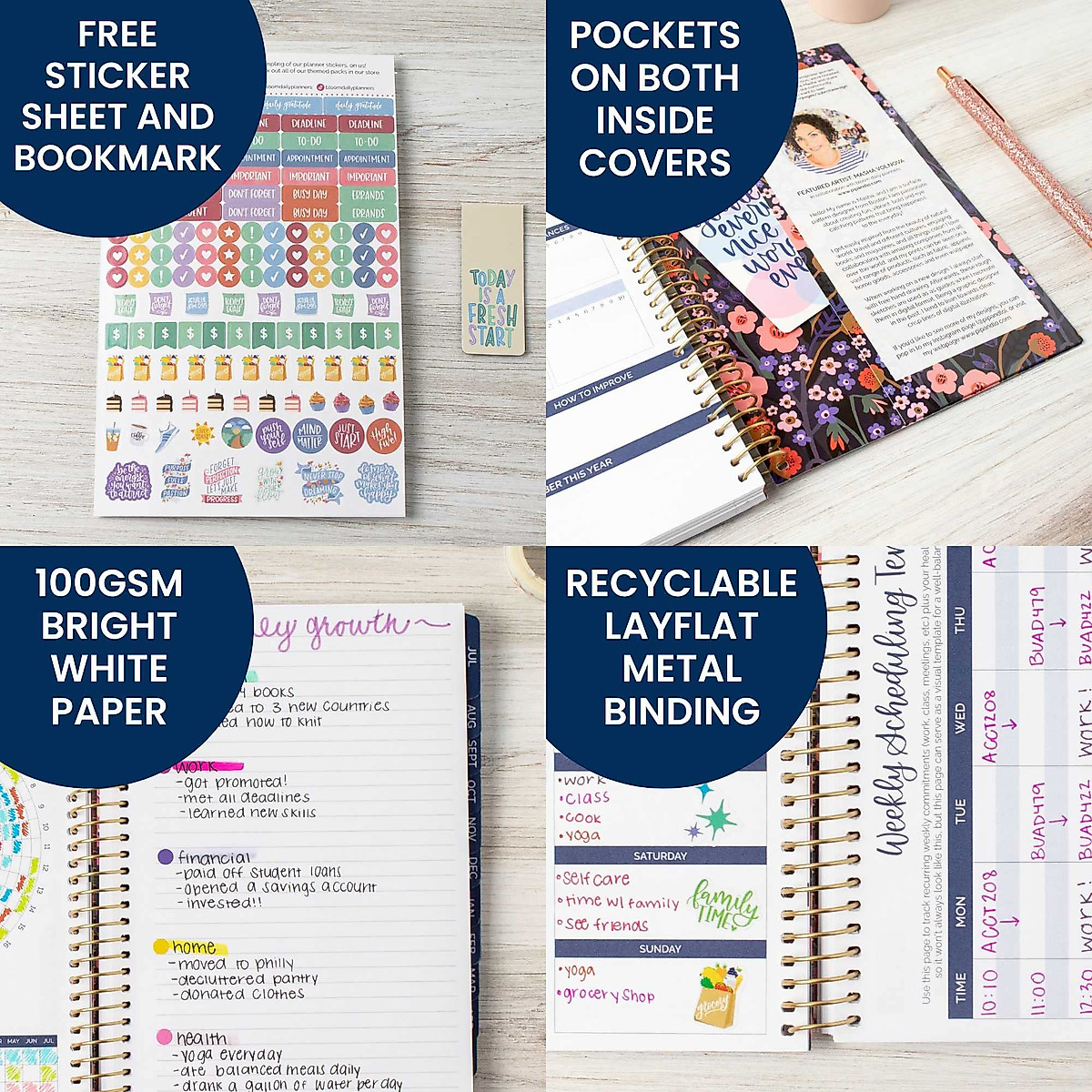 bloom daily planners 2023-2024 Academic Year Day Planner (July 2023 - July 2024) - 5.5” x 8.25” - Weekly/Monthly Agenda Organizer Book with Stickers & Bookmark - Poppy Meadow, Blue